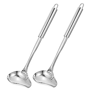 Angoily 2pcs Stainless Steel Sauce Drizzle Spoon Mint Sauce Ladle Sauce with Spout for Home Kitchen Restaurant Silver