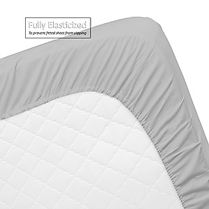 Nestl Duvet Cover with Fitted Sheet 4 Piece Set - Soft Double Brushed Microfiber Hotel Collection - Comforter Cover with Button Closure, Fitted Sheet, 2 Pillow Shams, Queen - Silver