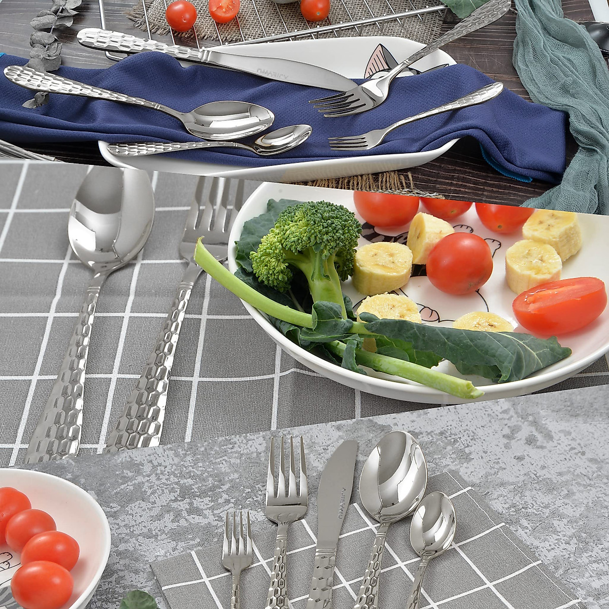 40-Piece Silverware Set for 8, Durable 18/10 Stainless Steel Flatware Set, Premium Home Kitchen Eating Tableware Cutlery Utensil Set for Gift, Include Fork Knife Spoon Set, Dishwasher Safe (Silver)