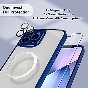 Penekin for iPhone 13 Pro Max Case, Military Grade Drop Protection Design for iPhone 13 Pro Max Case Clear with Screen Protector and Built in Camera Lens Protector (Blue)