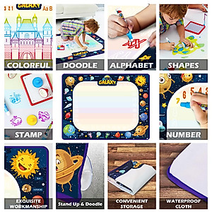 Jasonwell Aqua Water Doodle Mat 48 x 36 Inches Large Magic Drawing Doodling Mat Coloring Mat Educational Toys Christmas Birthday Gifts for Kids Toddler Boys Girls Age 2 3 4 5 6 7 8 Year Old (Galaxy)