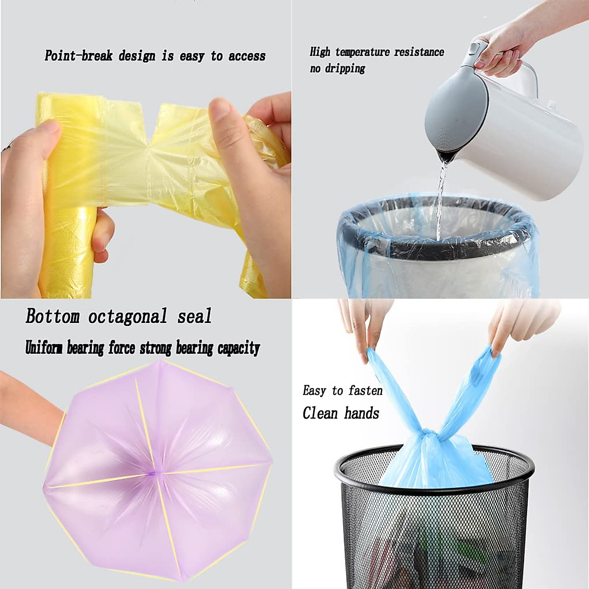 4 Gallon Trash Bag,Thicken Value Small Colorful Trash Bags with Handle,200 Counts Small Garbage Bags Wastebasket Trash Can for Bathroom Bedroom Office Kitchen