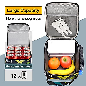 Buringer HOMESPON Reusable Lunch Bag Insulated Lunch Box Bento Cooler Tote with Front Pocket For Office/Outdoor (Color dinosaurs)