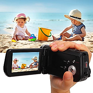 13MP 4K HD DV Camera, 3Inch IPS Screen Digital Video Camera, 30X Digital Zoom Recording Camera, 270 Degree Rotation Shooting Without Dead Angle for Interviews, Travel
