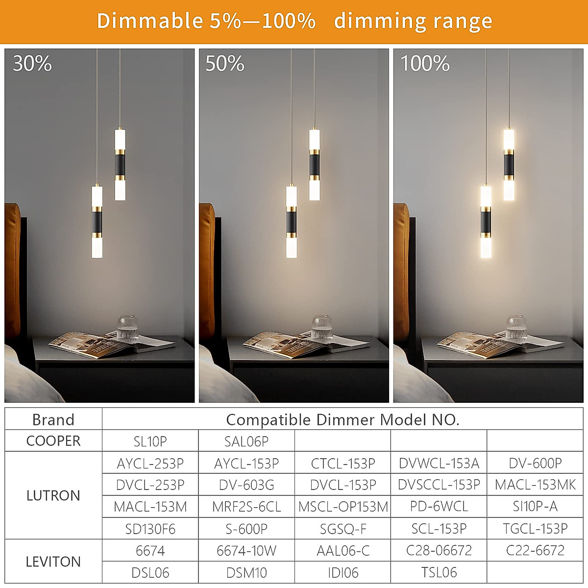 LIANGMH 2-Light Modern Kitchen Island Dimmable LED Modern Black Gold Mini Pendant Light, Bedroom Bedside Table Black Small Pendant Light