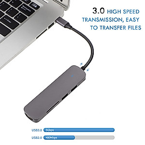 OSALADI USB Adapter USB Ethernet Adapter USB Hubs 1Pc Type Hub USB Hub Dock Station 5- in- 1 Phone Computer Laptop Converter Computer Adapter USB Docking Station USB Ethernet Adapter
