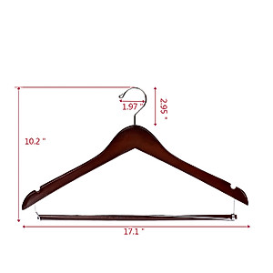 Quality Hangers Wooden Hangers Beautiful Sturdy Suit Coat Hangers with Locking Bar Chrome Hooks (20)
