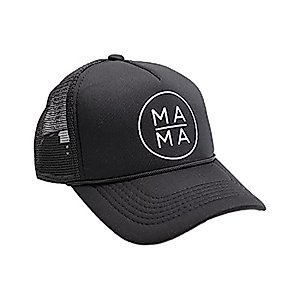 The Original Circle Mama Trucker Hat, Adjustable Snapback, Mom Hat, Mother's Day Birthday Gift (Mama Hat) Black