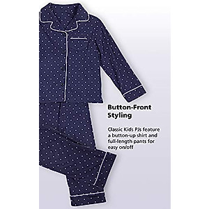 PajamaGram Boy Pajamas - Girl Pajamas, Navy Polka Dot, 12