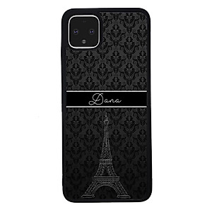 Paris Eiffel Tower Personalized Black Rubber Phone Case Compatible With Google Pixel 8 Pro, 8a, 8, 7a, 7, Pixel 7 Pro, 6a, Pixel 6 Pro, 6, 5, 4a 5G, 4a 4G, 4, 4 XL, 3a, 3a XL, 3, 3 XL, 2