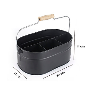 Utensil Caddy, Silverware Caddy Party, Silverware Caddy, Picnic Caddy, Flatware Caddy, Paper Plate Caddy, Galvanized Utensil Caddy, Metal Caddy, Outdoor Utensil Caddy - 13.5 Inches - Matt Black