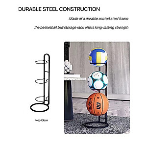 APLRIC Basketball Ball Storage Rack, 3 Tier Cube Ball Storage Holder, Garage Sports Organizer,Indoor Removable Vertical Display Stand for Basketball Football Volleyball