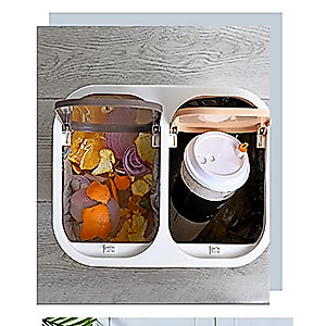 UNIONTOP Garbage Can with Lid Slim Trash Can for Kitchen Bathroom Bedroom Office, Dog Proof Trash Can Orange, Trash Classification Cans