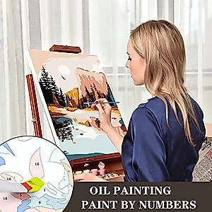 LWZAYS Paint by Number for Adults,Mountain Lake Landscape Paint by Numbers,Without Frame DIY Oil Painting Acrylic Paints for Wall Art（6 Pack 8X12 Inch