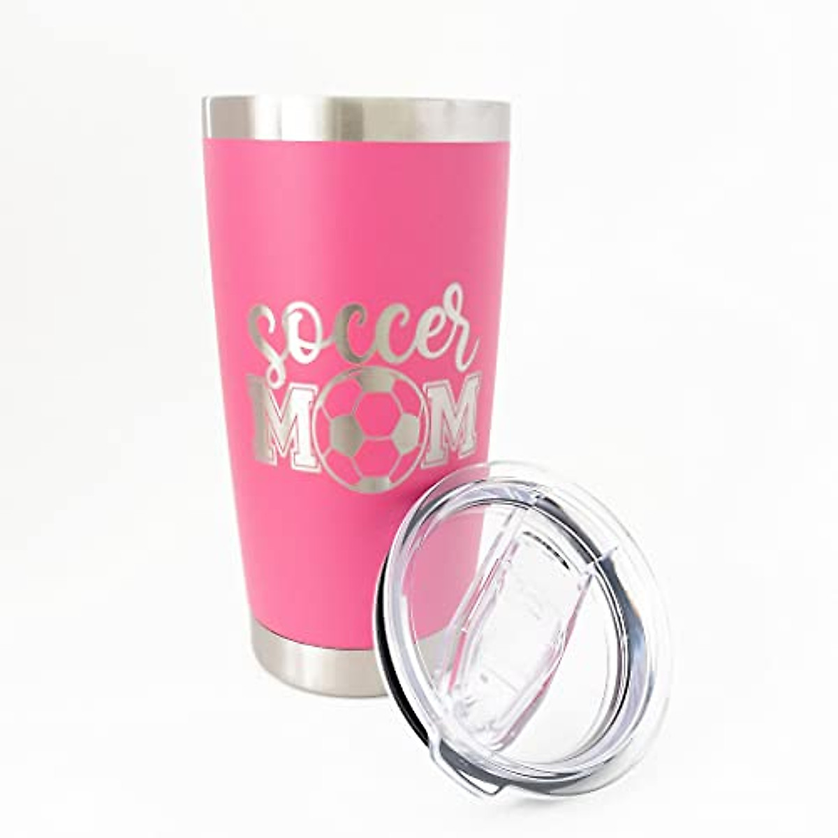 20 oz Soccer Mom Mug (Pink), Stainless Steel Coffee Travel mug with lid, Hot Pink Tumbler insulated, Soccer Gifts for women