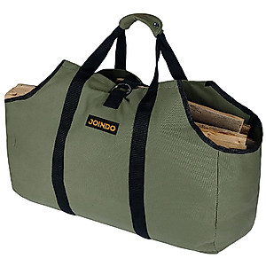 JOINDO Water Resistant Canvas Firewood Log Carrier, Heavy Duty Log Tote Bag For Camping, Wood Carrying Bag for Barbecue