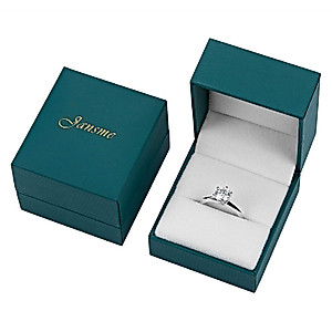 Jansme 6 Prongs Solitaire Moissanite Engagement Ring for Women 925 Sterling Silver Smooth Round 1ct Real Moissanite Engagement Rings Size 7