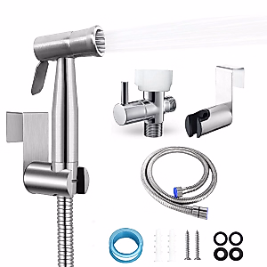 Toilet Handheld Bidet Sprayer Kit,Stainless Steel Toilet Bidet Sprayer Set Easy-to-Install for Cloth Diaper Sprayer,Sink Toilets Bidets Cleaning (Stainless Steel)