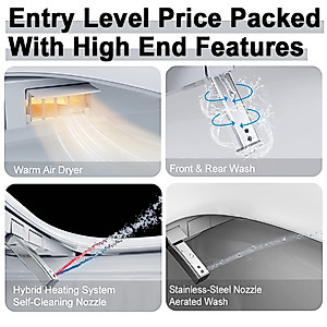 Bolina Toilet Seat Adjustable Heated Seat,Toilet Seat With Remote Control, Warm Water Wash And Dry, Led Night Light And Many More Features