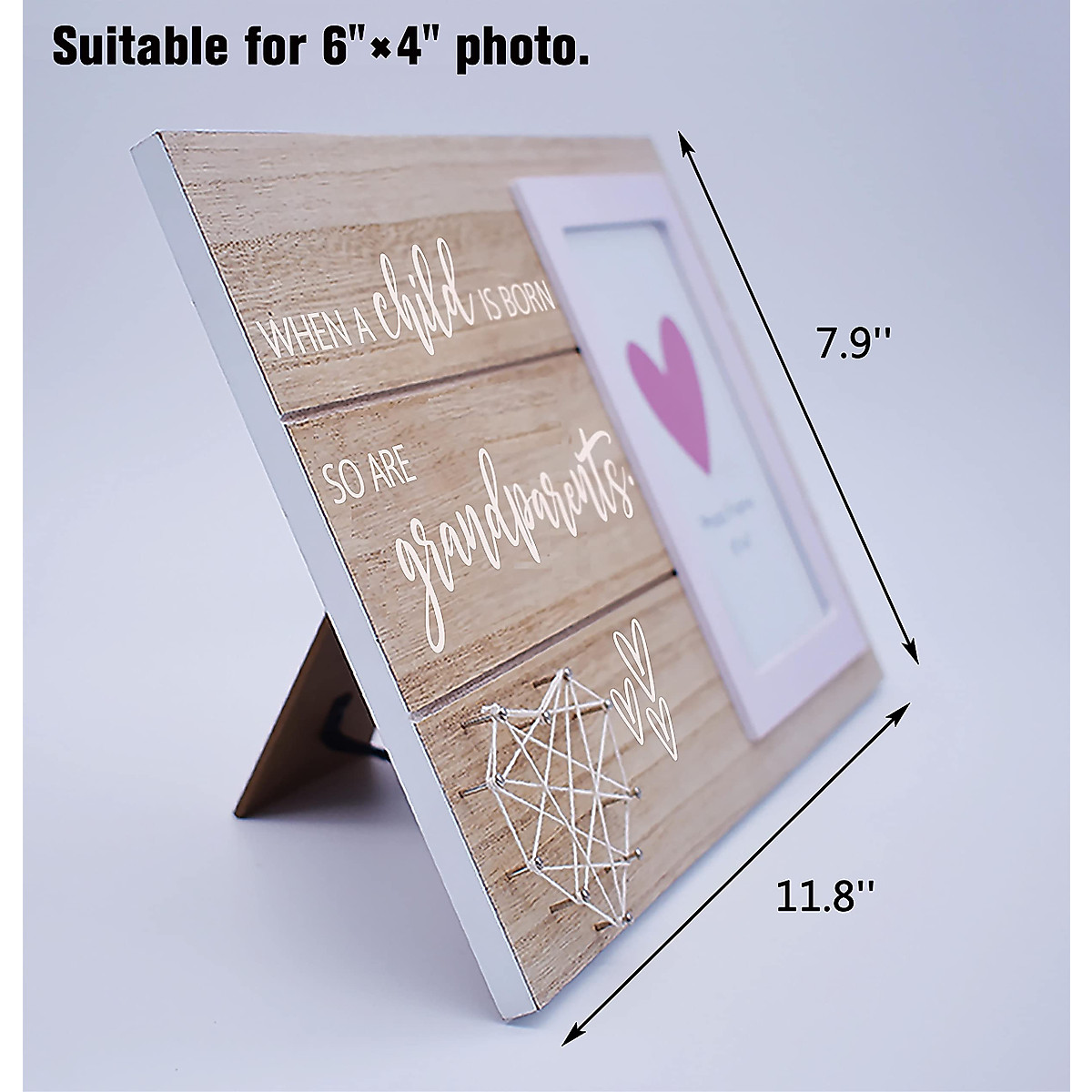 New Grandparents Gift-New Grandma Grandpa Gift-Pregnancy Announcement Gift-When A Child Is Born,So Are Grandparents-Get Promoted to Grandparents-Wood Picture Frame Photo Frame for 6''×4'' Photo
