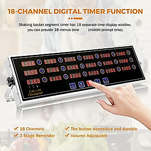 BEAMNOVA 18 Channels Digital Kitchen Commercial Cooking Timer,Restaurant Timer with Loud Alarm,Stainless Steel LED Display Timer for Cooking Reminder