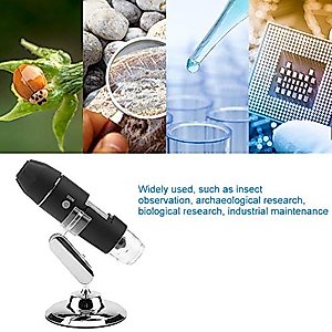 Digital Microscope, Walfront Handheld Digital Electronic Microscope 1000X Magnifier 8 LED Adjustable Observation Stand Analog AV Output for TV(US Plug, 110V)