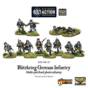 Wargames Delivered Bolt Action Miniatures - Blitzkrieg German Infantry Set, World War Two Miniatures, 28mm Scale Army Men for Miniature Wargaming by Warlord Games