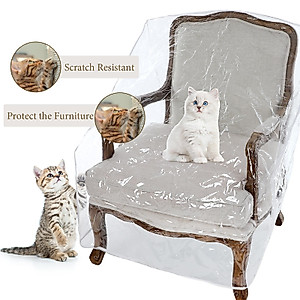 Woanger 8 Packs Plastic Patio Chair Cover Outdoor Furniture Cover Waterproof Dust Proof Dining Chair Cover Sturdy Couch Cover Armchair Cover PVC Heavy Duty Sofa Slipcover for Moving