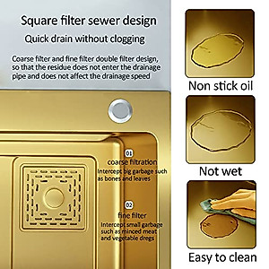 GaRcan Gold Undermount Kitchen Sink Modern Sink Utility Sinks 304 Stainless Steel Commercial Sink Built-in Workstation Sink Farmhouse Sink Laundry