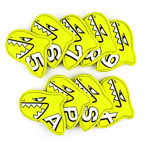 AIMSHARK Palette Golf Iron Covers / 9pcs Set/Golf Head Covers/Golf Club Covers (Bright-Yellow)