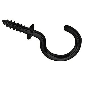 TD Designs Black Cup Hooks 3/4" Key Jewelry Hooks Screw in (Pack of 20)