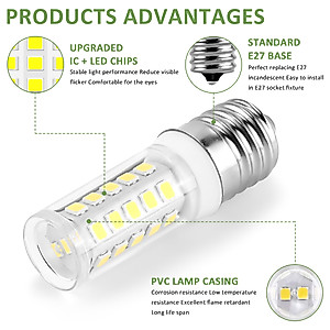 ROOAUG 5304517886 Kei D28A Refrigerator Light Bulb Replacement,E17 led Bulb,Freezer Light Bulb 3W AC100-130V 6000K Daylight White, 3PACKS