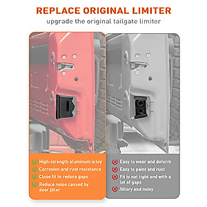 Savadicar TL01 Tailgate Limiter, Aluminum Alloy Rear Trunk Door Latch, Tail Gate Stopper for 2007-2018 Jeep Wrangler JK JKU 2-Door & 4 Door, Tailgate Replacement Accessories, Black, 1 PCs