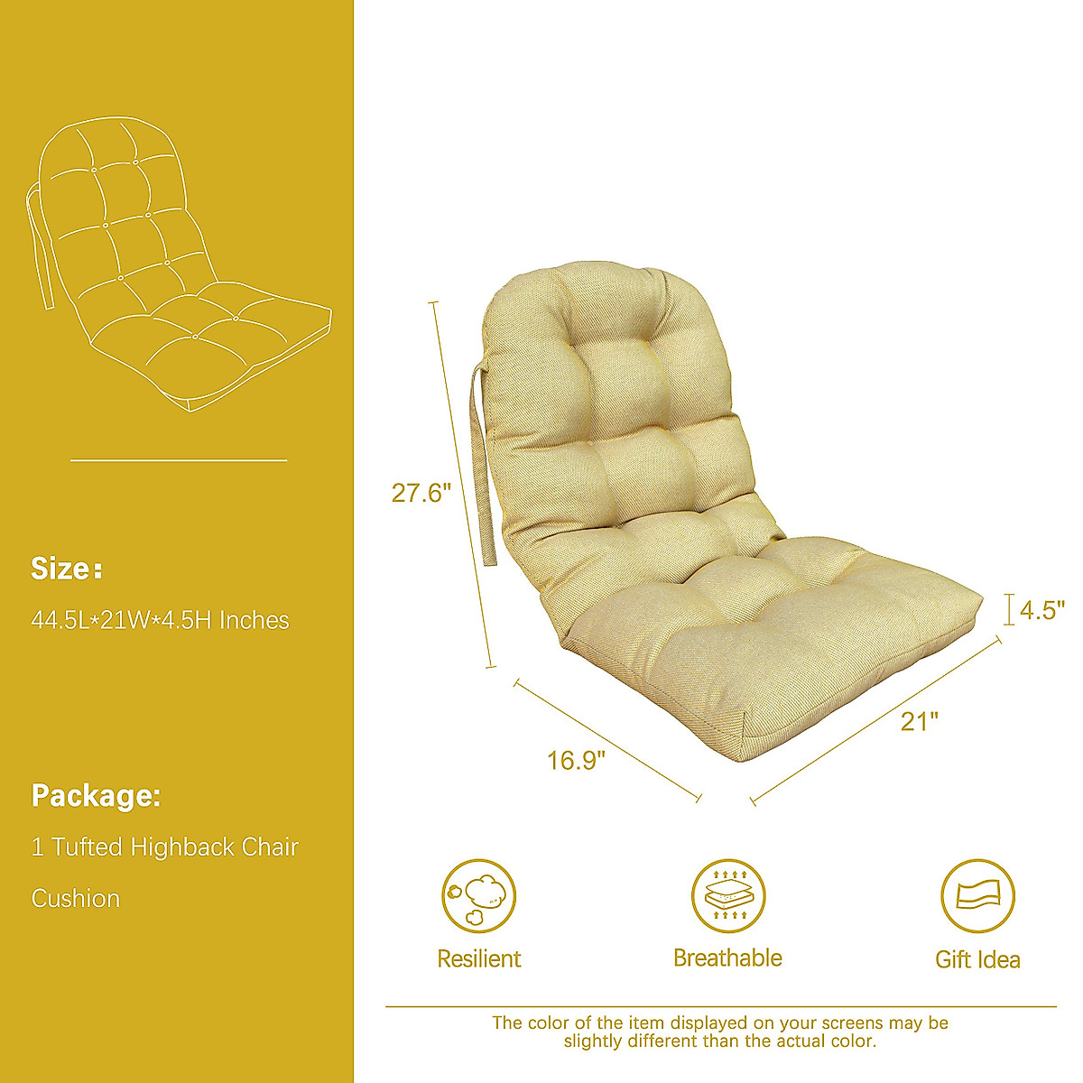 BOSSIMA Outdoor Patio Adirondack Chair Cushions Tufted Round Corner Taupe