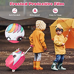 Olakids Kids Luggage, 16’’ Carry On Rolling Suitcase for Girls Boys with LED Flashing Spinner Wheels, Travel Trolley Hardside Case for Toddlers (Pink Pony)