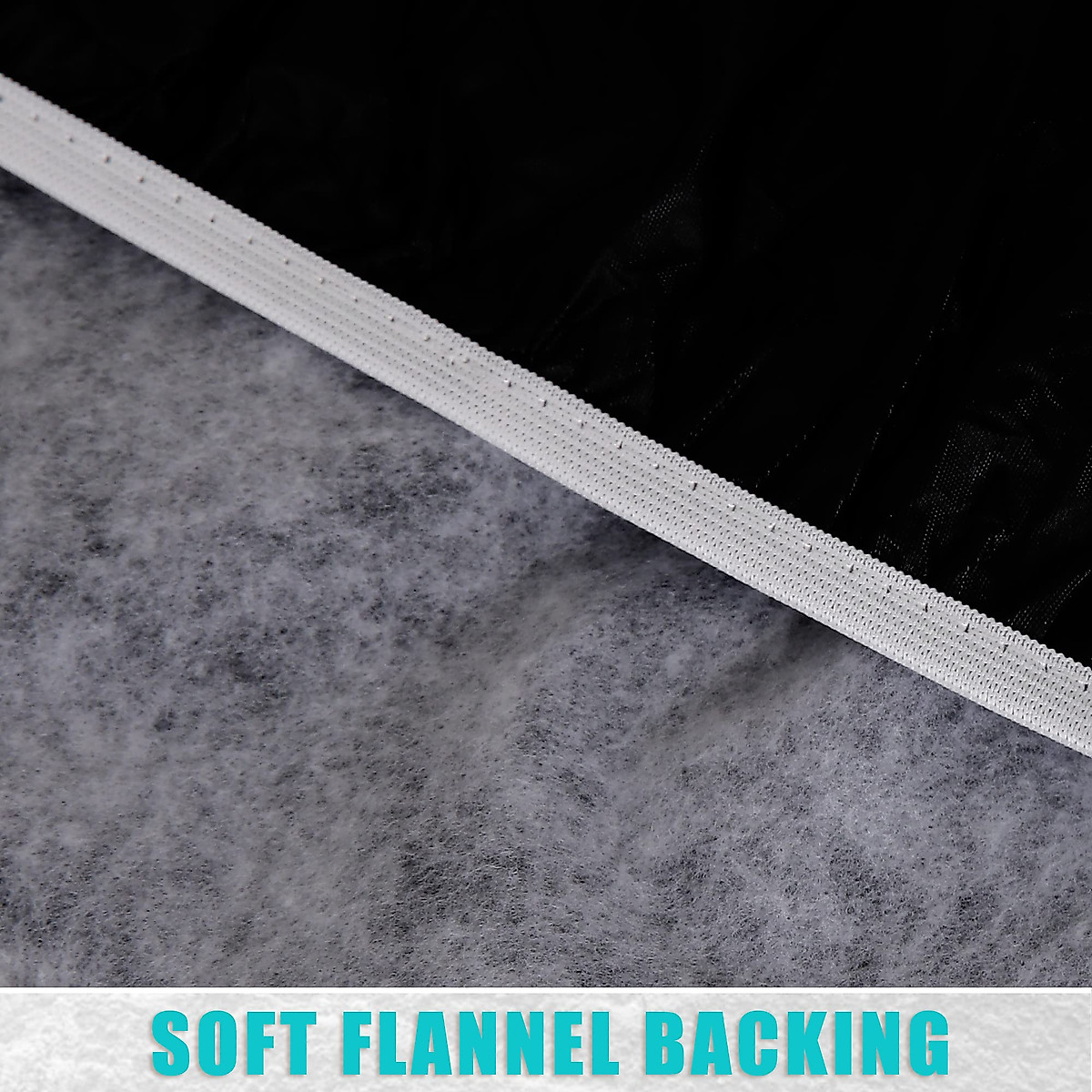 Smiry Round Table Cloth Cover, Elastic Fitted Flannel Backed Vinyl Tablecloths for 36"-44" Round Tables, Waterproof Wipeable Table Covers for Indoor, Outdoor, Picnic and Camping, Black