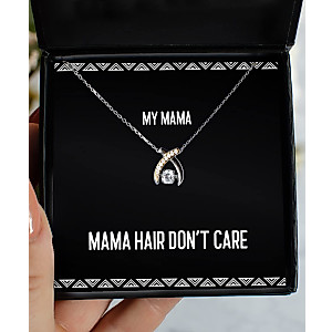 Sarcasm Mama Wishbone Dancing Necklace, Mama Hair Don't Care, Present for Mom, Useful Gifts from Son Daughter