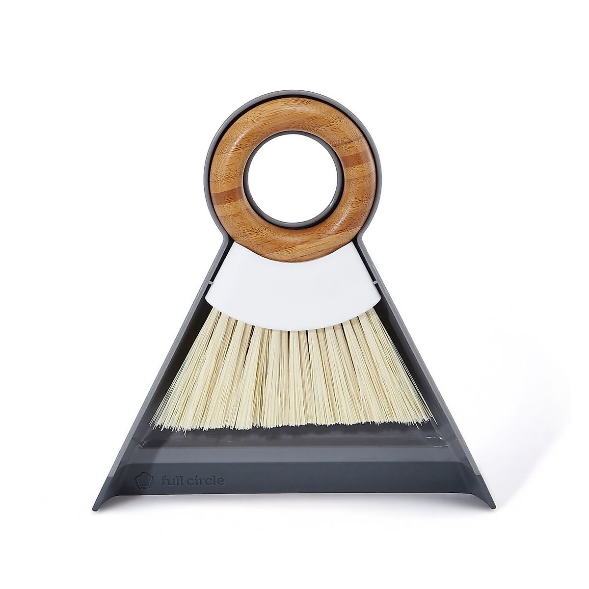 Full Circle and Brush Set, White Tiny Team Mini Dustpan and Micro Manager Home & Kitchen Detail Cleaning Brush, White