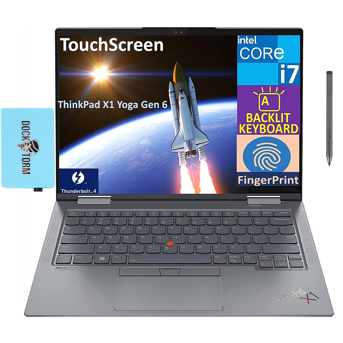 Lenovo ThinkPad X1 Yoga Gen 6 14" FHD+ IPS, Touchscreen, 500 Nits, 2-in-1 Laptop (Intel i7-1165G7, 16GB RAM, 512GB SSD, Backlit KYB, Fingerprint, 2 Thunderbolt 4, Active Pen, Win11P) w/DKZ Hub