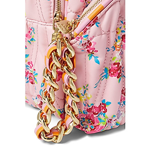 Betsey Johnson Women's Quilted Midi Backpack, Pink Floral, One Size