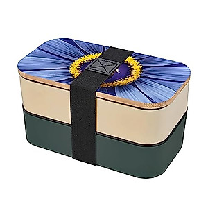 Flower Heart Bee Adult Lunch Box, Bento Box, With Cutlery Set Of 3, 2 Compartments, Rectangular, Lunch Box For Adults