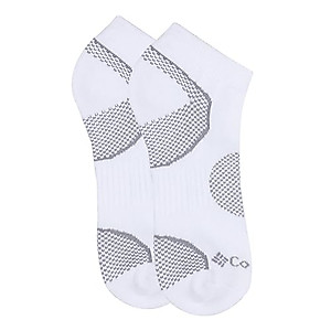 Columbia Women's 2 Pack Balance Point Walking Low Cut Socks, White, Shoe Size 4-10