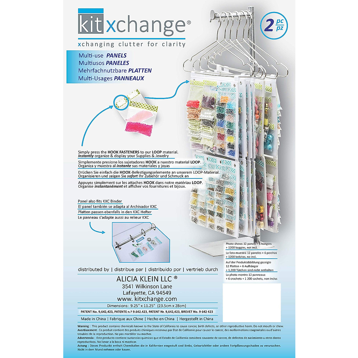 2 Panels by KIT XCHANGE Hanger Binder Storage System Planner Beads Scrapbooking Hook Loop