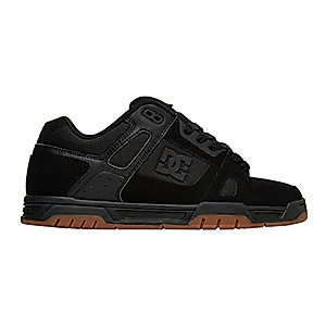 DC Men's Stag Low Top Skate Shoe, Black/Gum, 11 D US