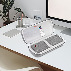 BOVKE Carrying Case Compatible with MUNBYN Portable Printer Wireless for Travel ITP01 Mobile Inkless Printer/for JADENS Wireless Portable Printer, Mesh Pocket for Thermal Papers, Cables, Grey