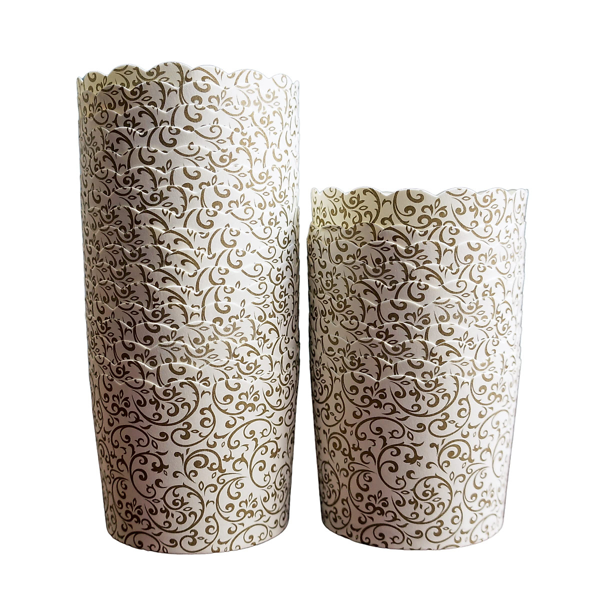 BAKE-IN-CUP 50-Pack Paper Baking Cups, Greaseproof Disposable Cupcake Muffin Liners (Large, Gold Scroll)