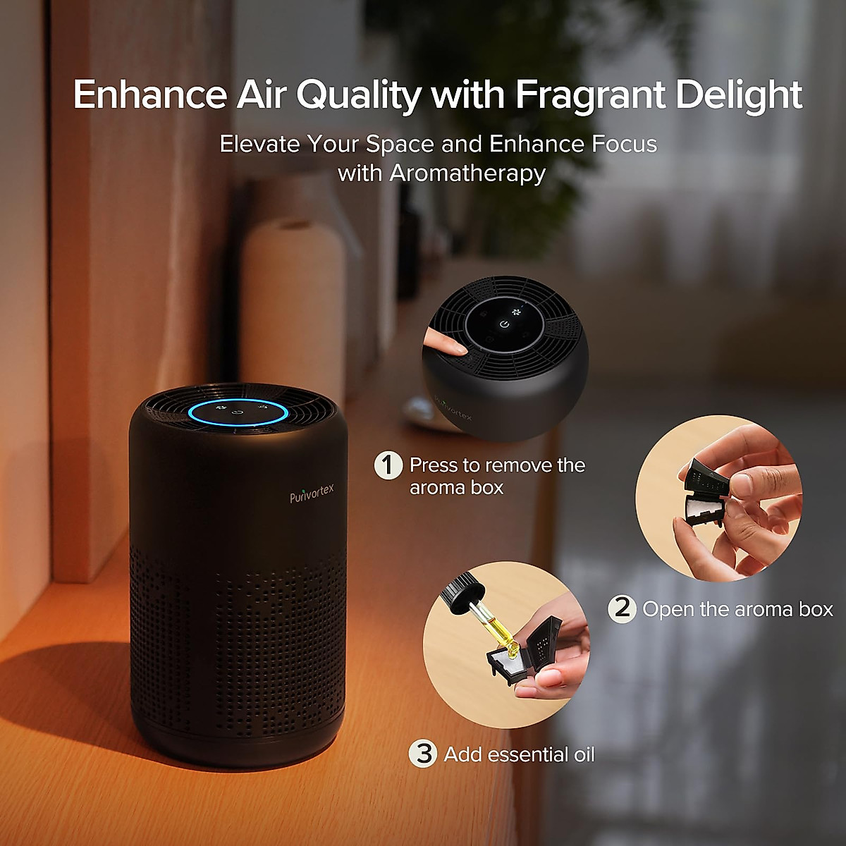 Air Purifiers for Bedroom, HEPA Air Purifiers, Air Cleaner for Smoke A11ergies Dander Hair Odor, Portable Air Purifier with Fragrance Sponge Sleep Mode Speed Control - AC300