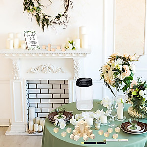 Lineshading Wooden Wedding Game Sign Bridal Shower Games Date Night Game Wishes Advice Sign 50 Wooden Block with 2 Pens 1 Game Sign 1 Date Night Jar for Couples Guests Wedding Bridal Shower(Leaf)