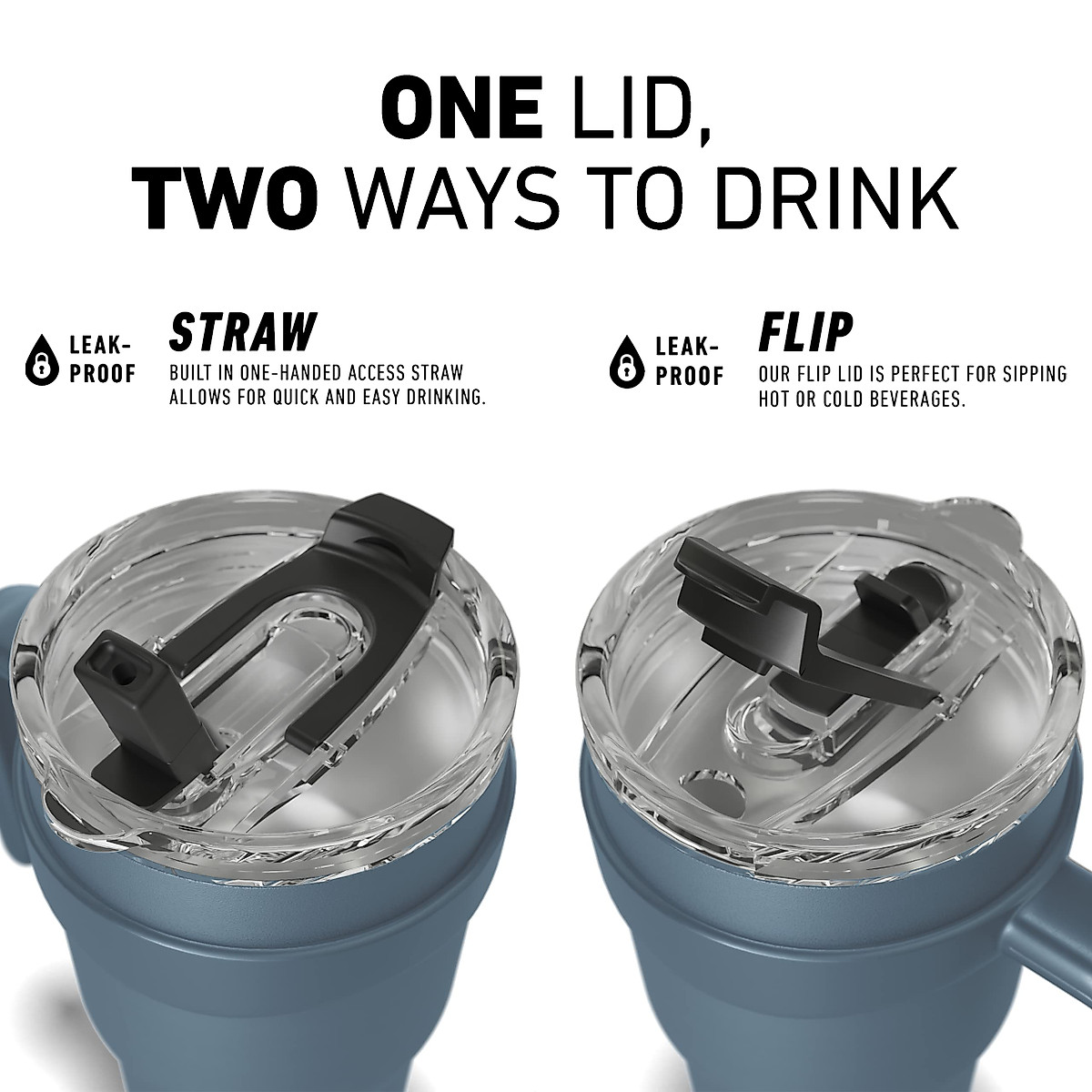 Hydrapeak Roadster 40oz Stainless Steel Tumbler Double Wall Vacuum Insulated Water Bottle With Handle And 2 in 1 Straw Lid (Aqua Gloss)