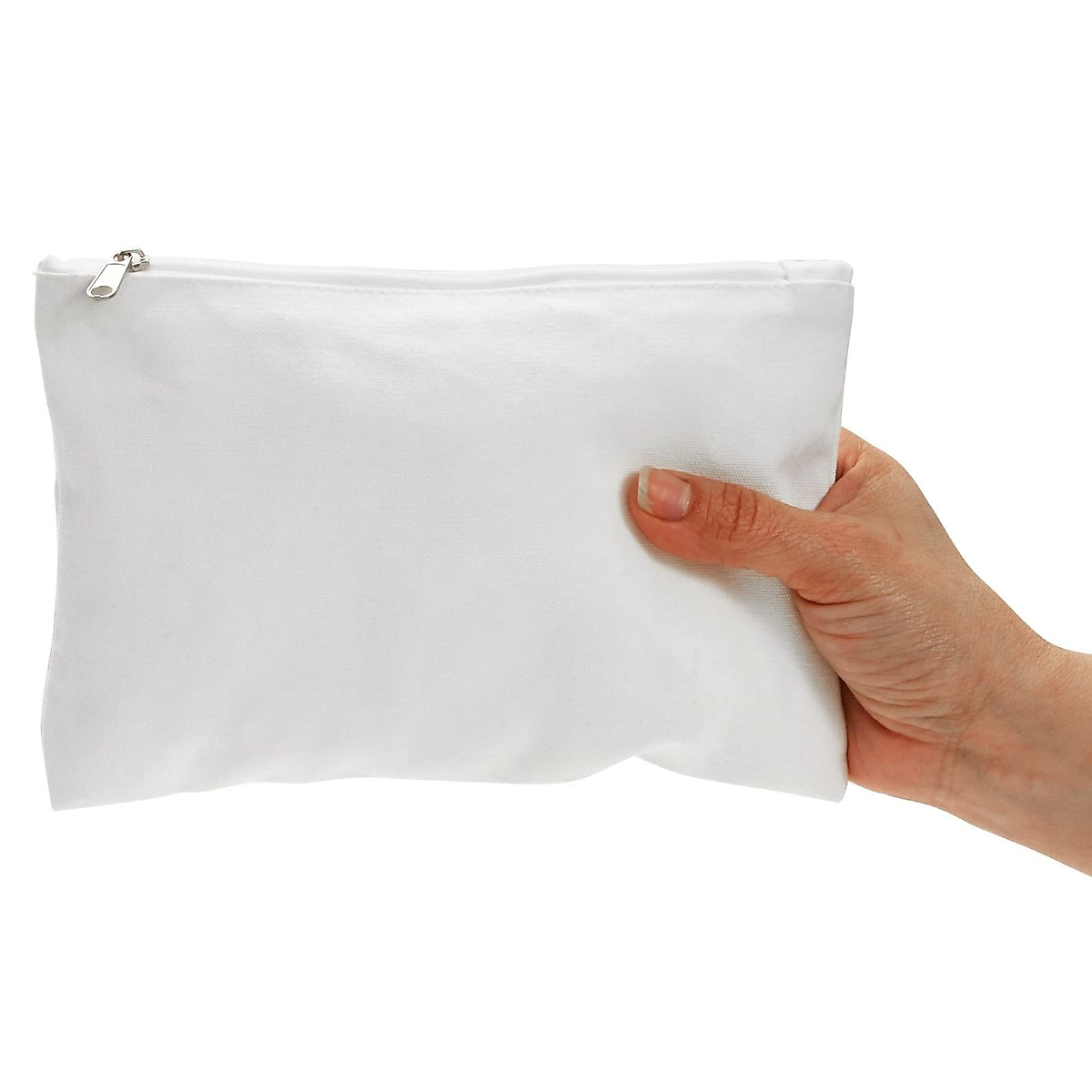 Bright Creations 6-Pack White Makeup Bag Set with Zipper - 8x6 Customizable Cotton Canvas Pouches for DIY Arts and Crafts, Items to Tie-Dye for Cosmetic Items, Stationary, Party Favors
